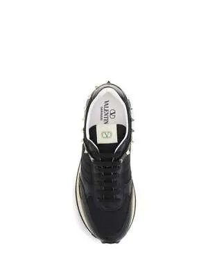 Valentino Garavani Stud Up Sneakers In Leather And Nylon - Black