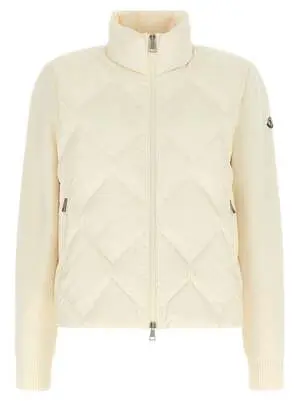 Moncler Diamond Quilted Padded Cardigan With Ribbed Knit Sleeves