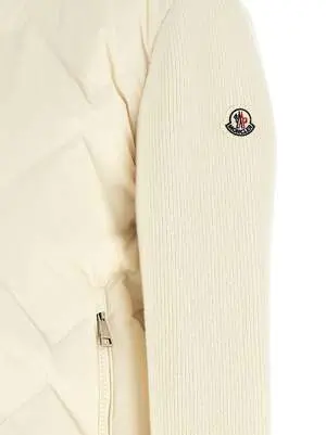 Moncler Diamond Quilted Padded Cardigan With Ribbed Knit Sleeves