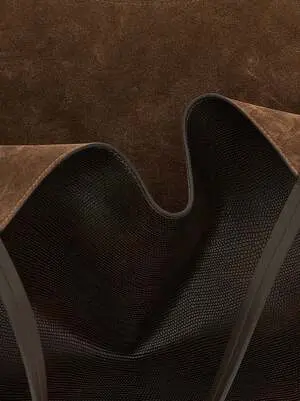 Brunello Cucinelli Reversible Lizard Effect Leather Duo Shopping Bag