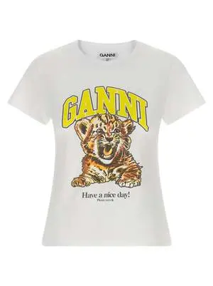 GANNI Tiger' T-shirt - White