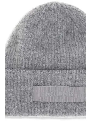 Jacquemus Gros Grain Ribbed Beanie - Gray