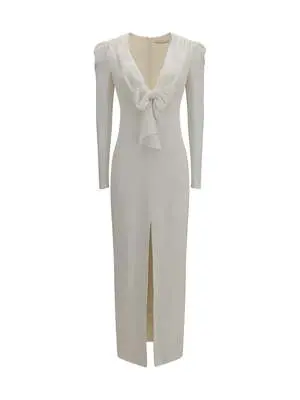 Alessandra Rich V-neck Dress With Bow - White