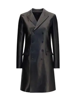 TOM FORD Double-breasted Lambskin Coat - Black