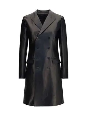 TOM FORD Double-breasted Lambskin Coat - Black
