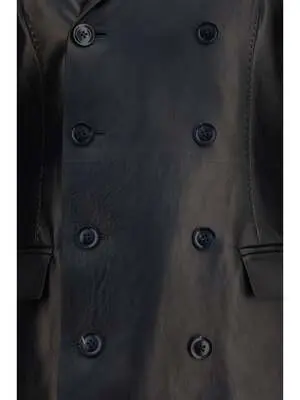 TOM FORD Double-breasted Lambskin Coat - Black