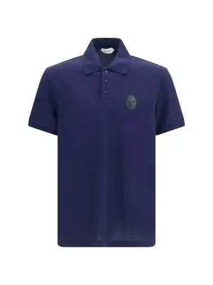 Versace Cotton Piqué Polo With Medusa Patch - Blue
