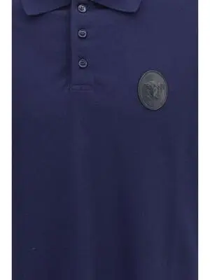 Versace Cotton Piqué Polo With Medusa Patch - Blue