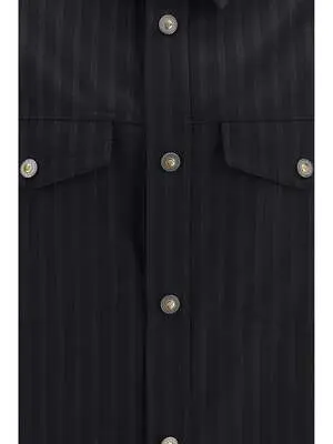 Versace Greca Monogram Jacquard Wool Shirt