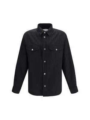Versace Greca Monogram Jacquard Wool Shirt - Black