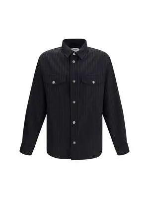 Versace Greca Monogram Jacquard Wool Shirt - Black