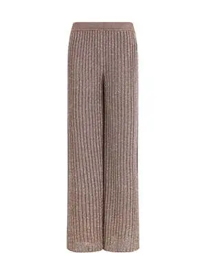Missoni Tailored Pants In Lamé Viscose With Sequins - Brown