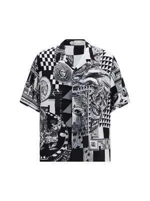 Versace Printed Silk Twill Shirt - Black