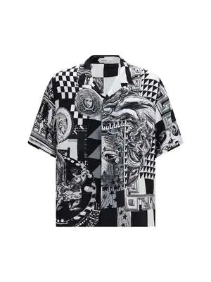 Versace Printed Silk Twill Shirt - Black