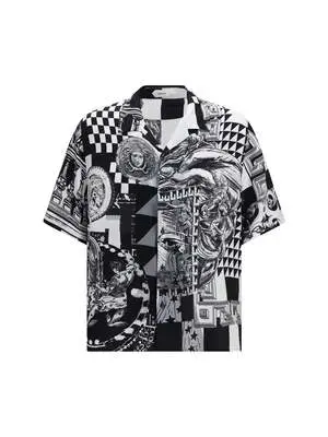 Versace Printed Silk Twill Shirt - Black