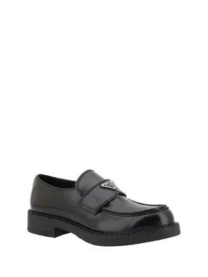 Prada Leather Loafers With Platform Sole And Enamel Logo