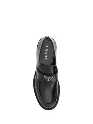 Prada Leather Loafers With Platform Sole And Enamel Logo