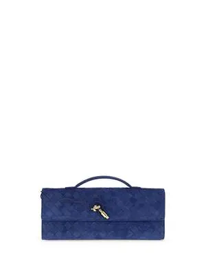 Bottega Veneta Andiamo Clutch In Suede - Blue