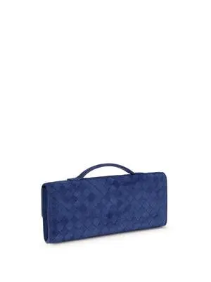 Bottega Veneta Andiamo Clutch In Suede - Blue