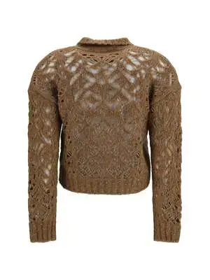 Max Mara Quarto Alpaca Blend Openwork Cardigan - Brown
