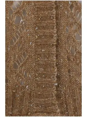 Max Mara Quarto Alpaca Blend Openwork Cardigan - Brown