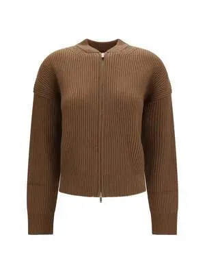 Max Mara MAX MARA Carnet Ribbed Zip-Up Cardigan Brown