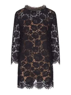 SELF-PORTRAIT Short Floral Lace Dress - Black