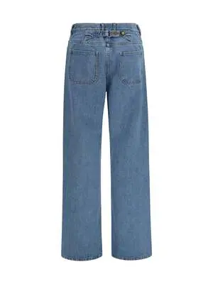 Thom Browne Selvedge Cotton Jeans With Adjustable Back Strap