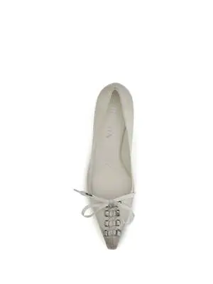 Prada Lace-up Antique-finish Leather Pumps