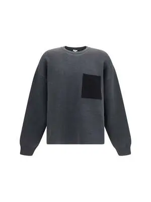Loewe Anagram Cotton-blend Sweatshirt With Pocket - Gray