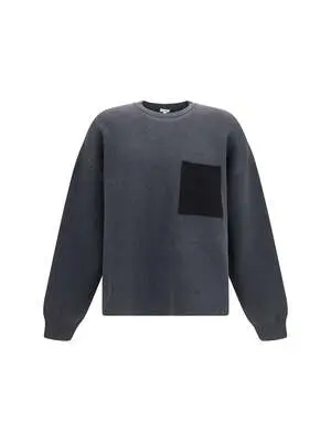 Loewe Anagram Cotton-blend Sweatshirt With Pocket - Gray
