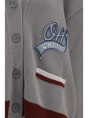 Off-White College Varsity Knit Cardigan - Gray
