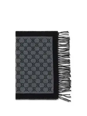 Gucci Gg Jacquard Wool Scarf - Gray