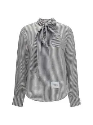 Thom Browne THOM BROWNE Striped Silk Shirt Gray