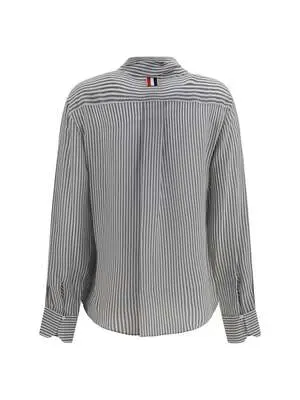 Thom Browne Striped Silk Shirt - Gray