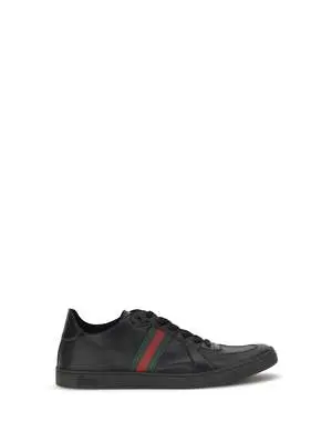 Gucci Stretch Coda Leather Lace-up Sneakers - Black