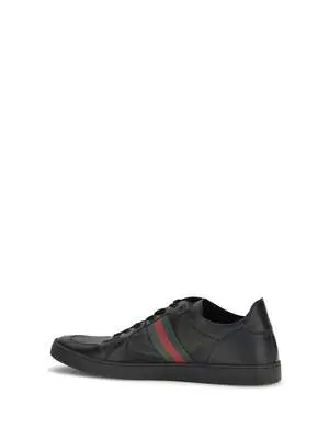 Gucci Stretch Coda Leather Lace-up Sneakers - Black