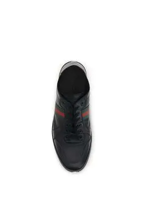 Gucci Stretch Coda Leather Lace-up Sneakers - Black