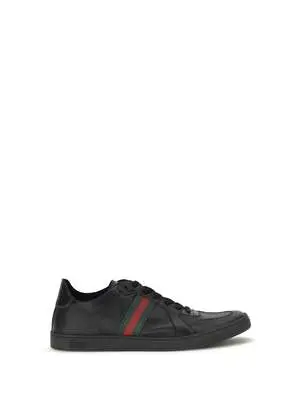 Gucci Stretch Coda Leather Lace-up Sneakers - Black