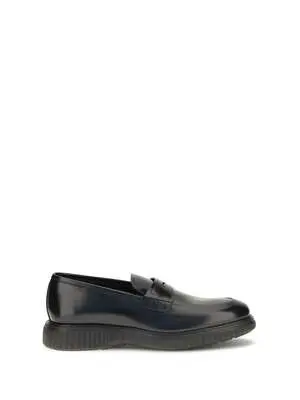 FERRAGAMO Brushed Calfskin Loafers - Black