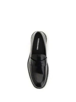 FERRAGAMO Brushed Calfskin Loafers