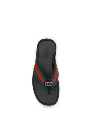 Gucci Maverik Gg Interlocking Flip-flop Sandals - Black