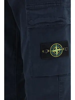Stone Island Cargo Pants With Elasticated Cuffs - Blue