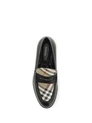 Burberry Opal Leather And Check Loafers