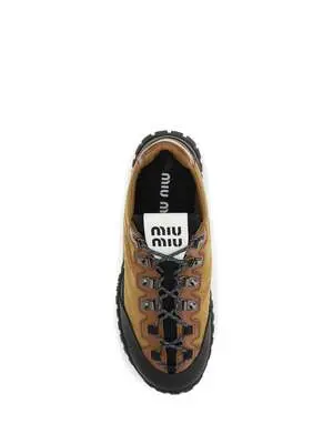 Miu Miu Ripstop Lace-up Sneakers - Cream