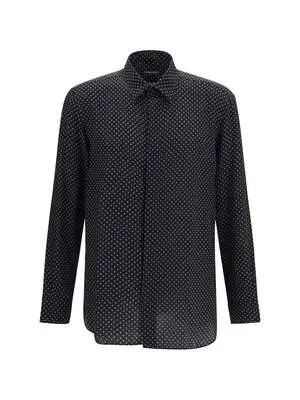 TOM FORD Silk Crêpe De Chine Polka-dot Shirt - Black