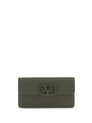 Valentino Garavani Vlogo Signature Grainy Calfskin Chain Wallet - Green