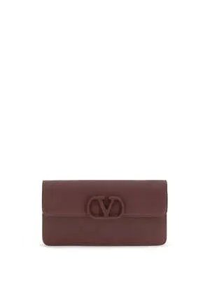 Valentino Garavani Vlogo Signature Grainy Calfskin Chain Wallet - Brown