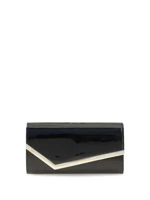 JIMMY CHOO Emmie Leather Clutch With Chain Strap - Black