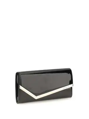 JIMMY CHOO Emmie Leather Clutch With Chain Strap - Black